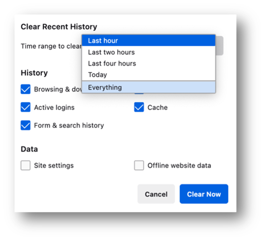 Clearing a browsers cache