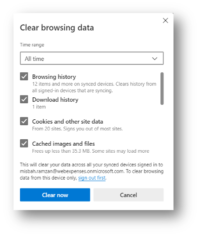 Clearing a browsers cache
