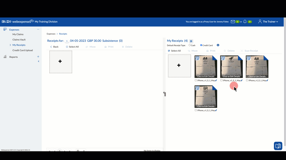 How to add multiple receipts to a claim item