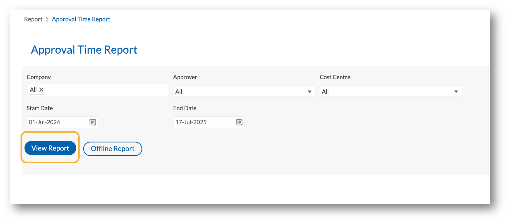 Approval Time Report