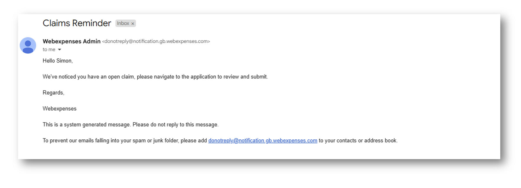 Configuring open claim notifications
