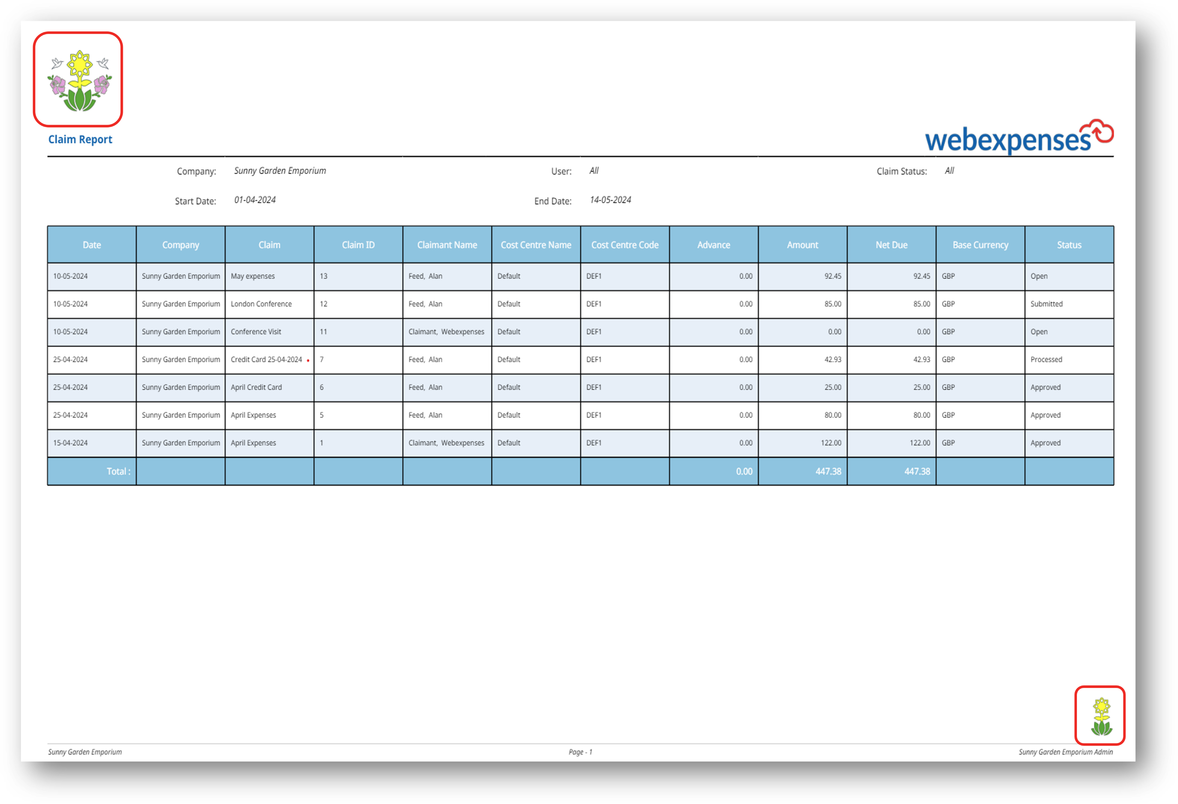 How to add your company logo to Webexpenses