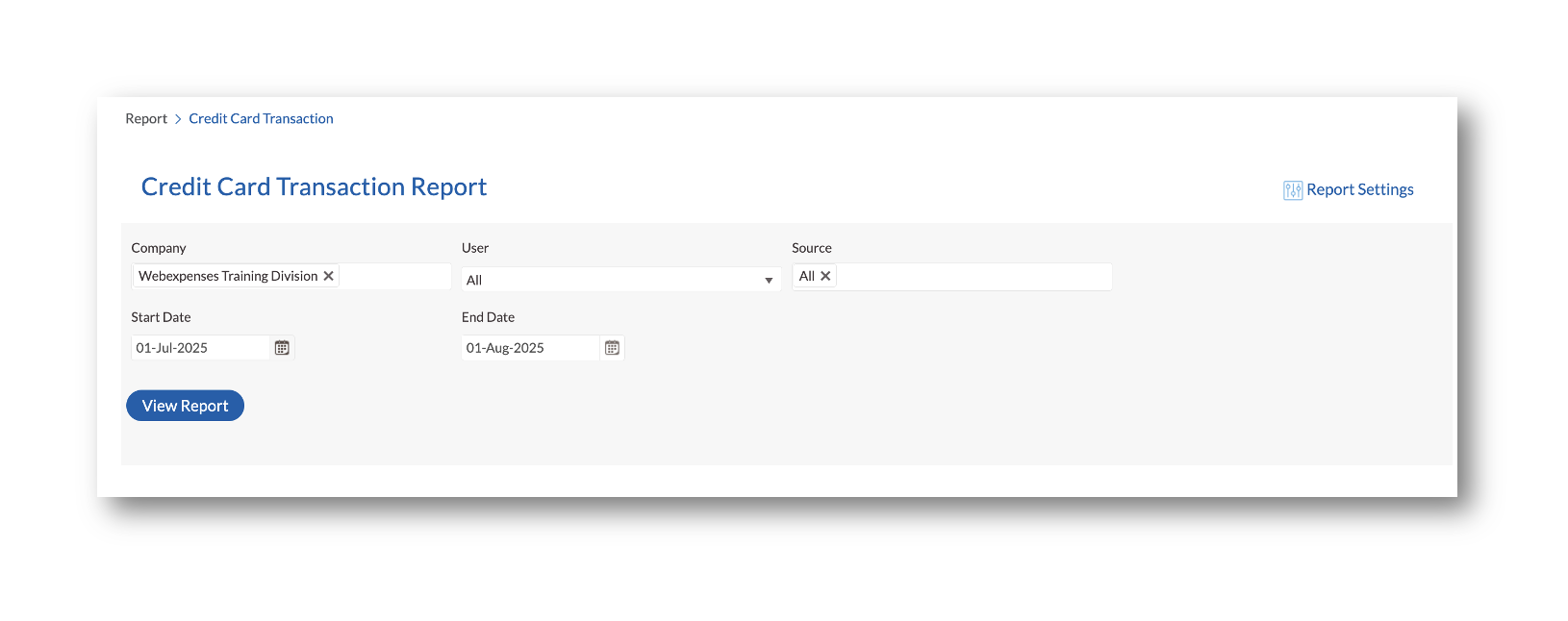 Running the Credit Card Transaction Report