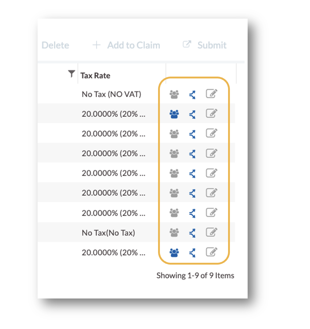 Pending credit card items tab