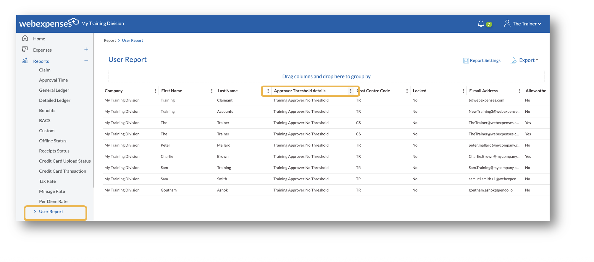 How to run a User Report
