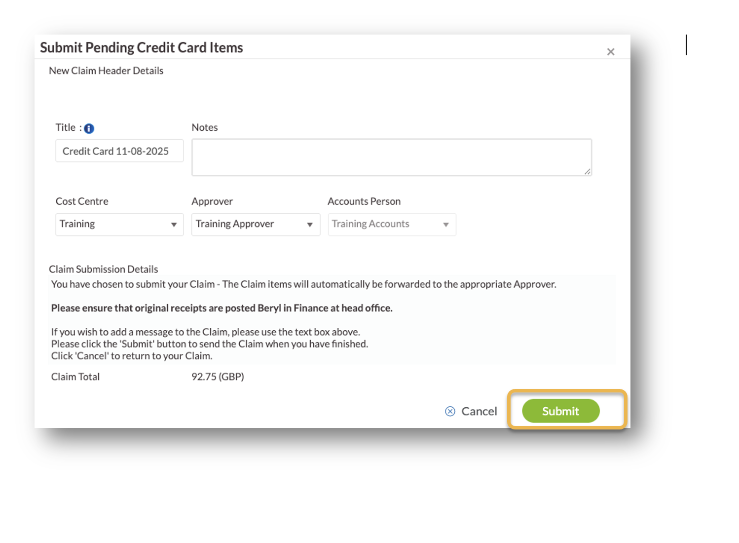 How to submit credit card transactions for approval