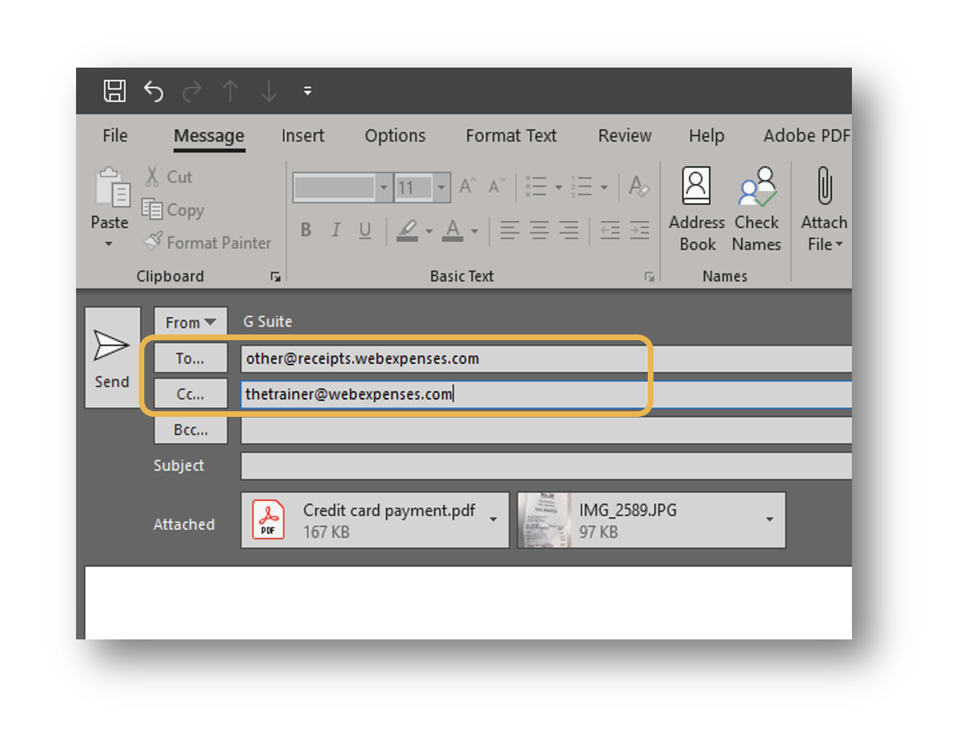 How to email receipts to another account holders, My Receipts area