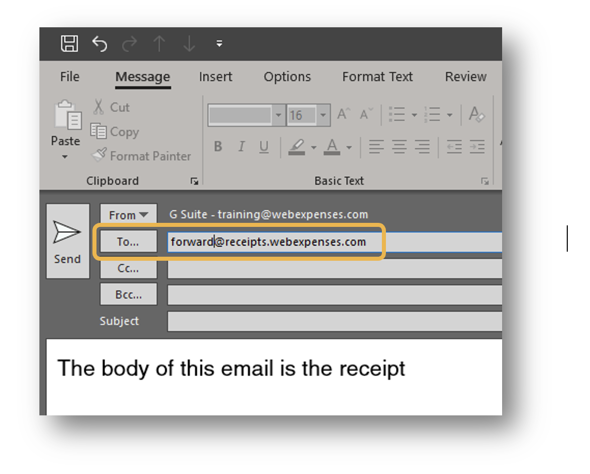 How to forward an email receipt to your, My Receipts area